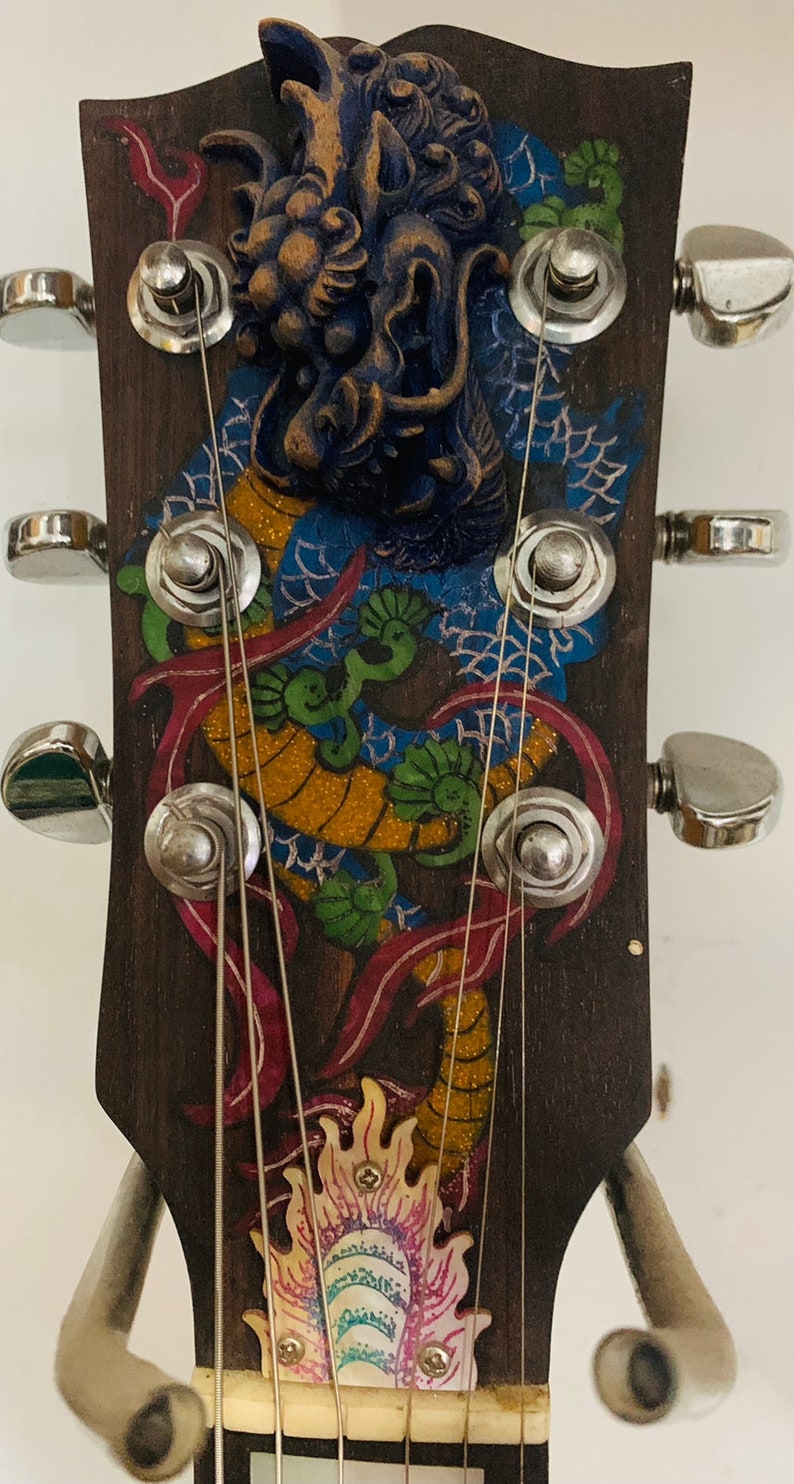 Handmade Dragon Electric Guitar: Balinese Carved Mahogany With Ruby - Etsy