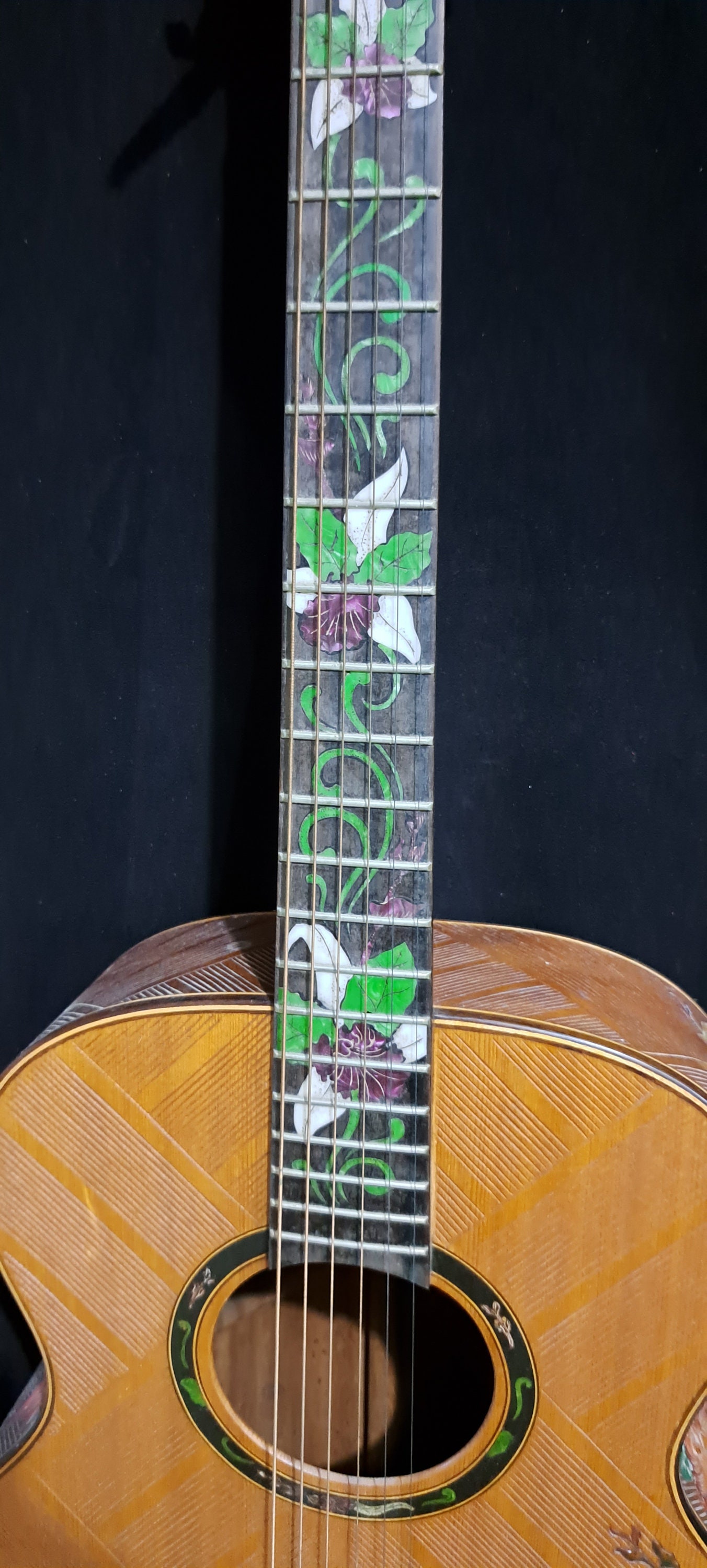 Blueberry Handmade Acoustic Guitar Grand Concert Floral Motif - Etsy