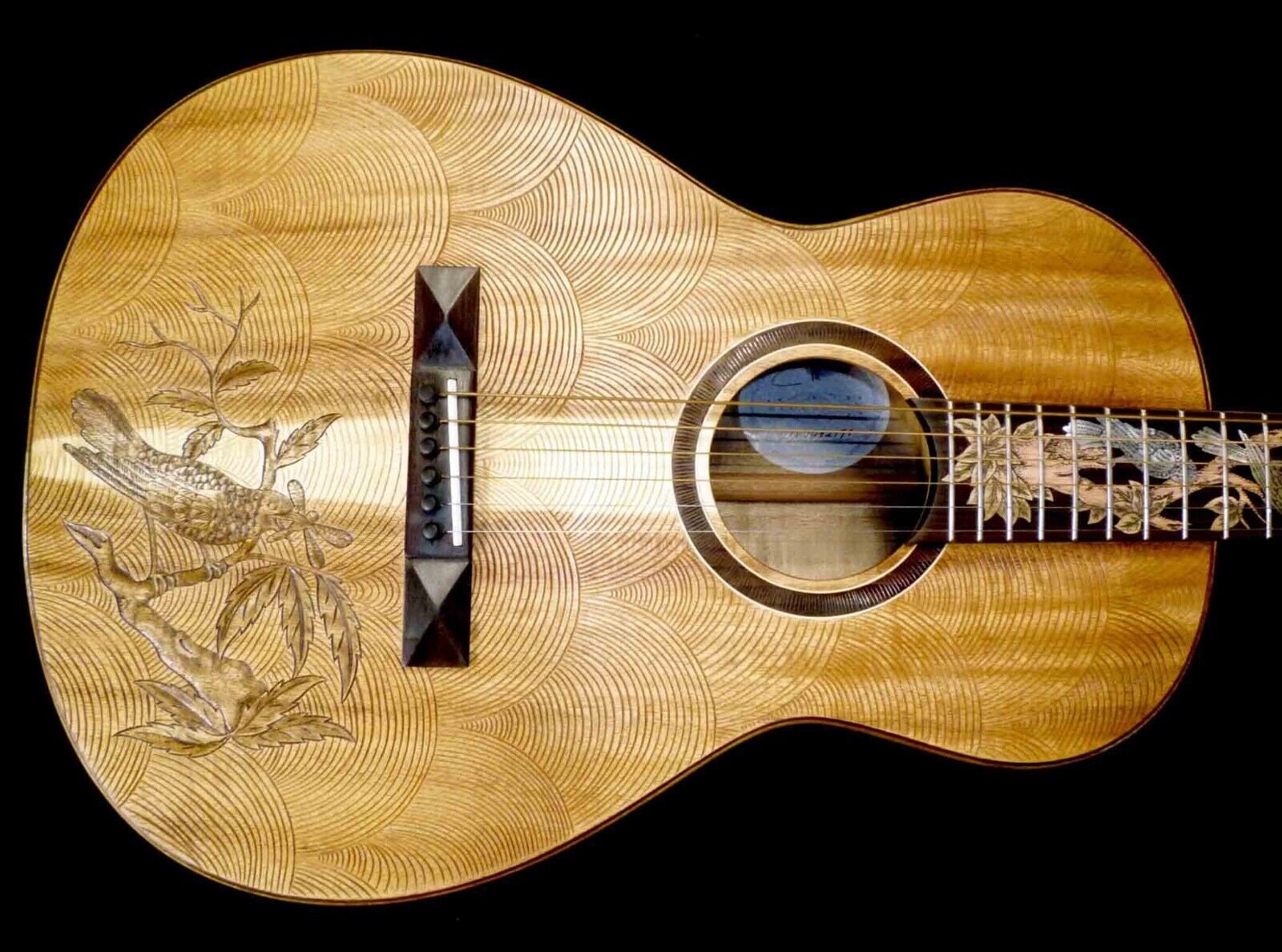 Blueberry Handmade Parlor Guitar Bird Motif Built to Order - Etsy