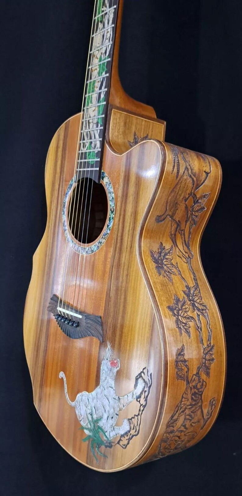 Blueberry Handmade Grand Concert Acoustic Guitar Tiger Motif - Etsy