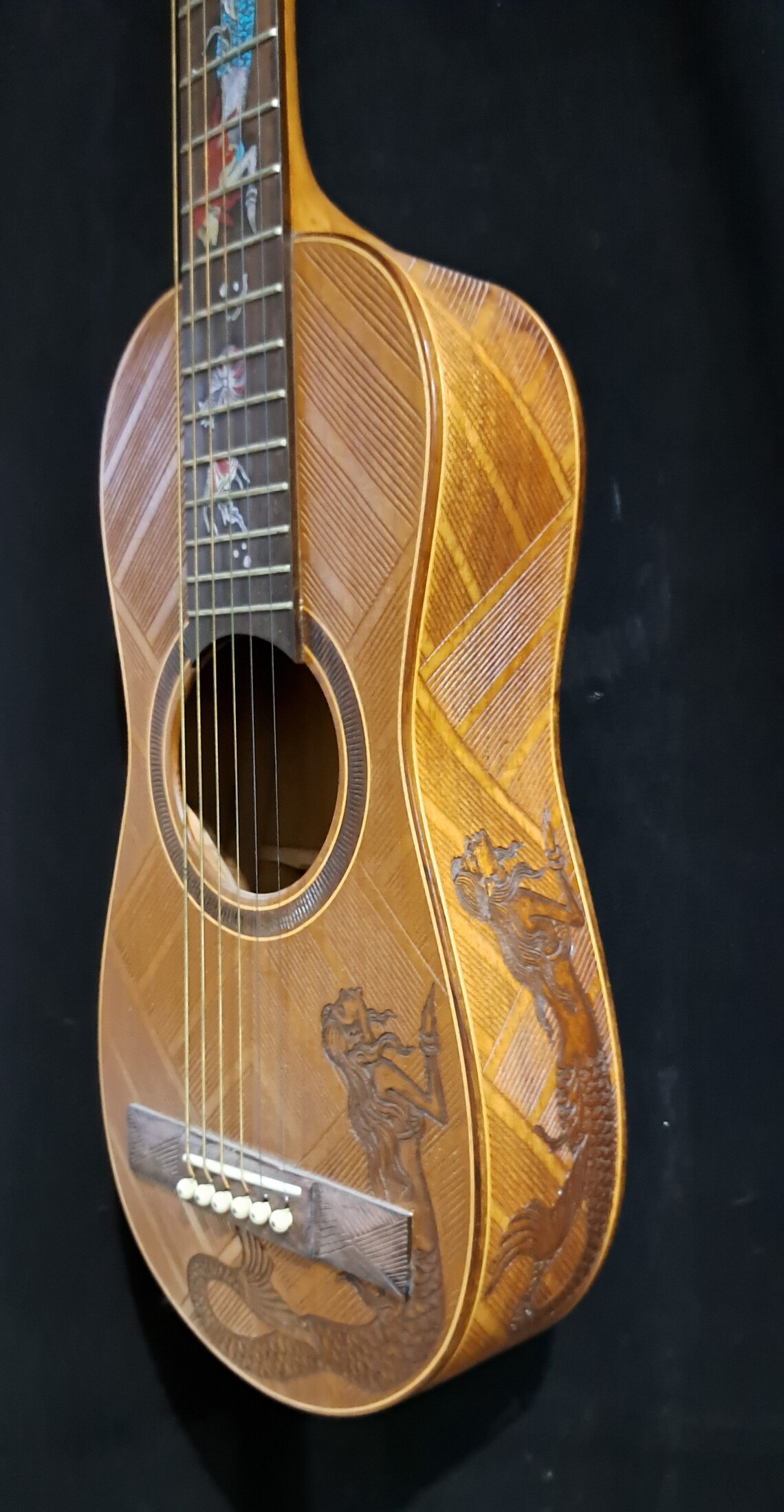 Blueberry Handmade Travel Guitar Mermaid Motif With Hard Case - Etsy