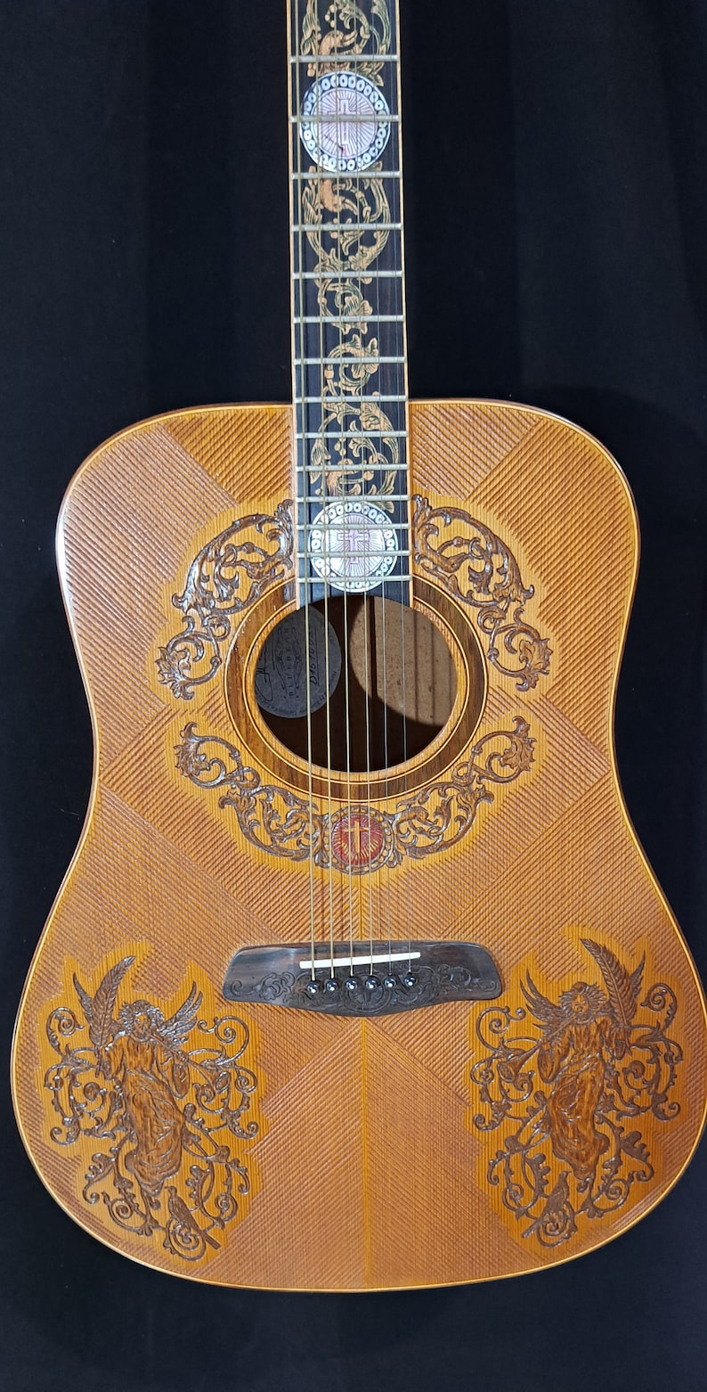 Blueberry NEW IN STOCK Handmade Acoustic Guitar Dreadnought Faith Motif ...