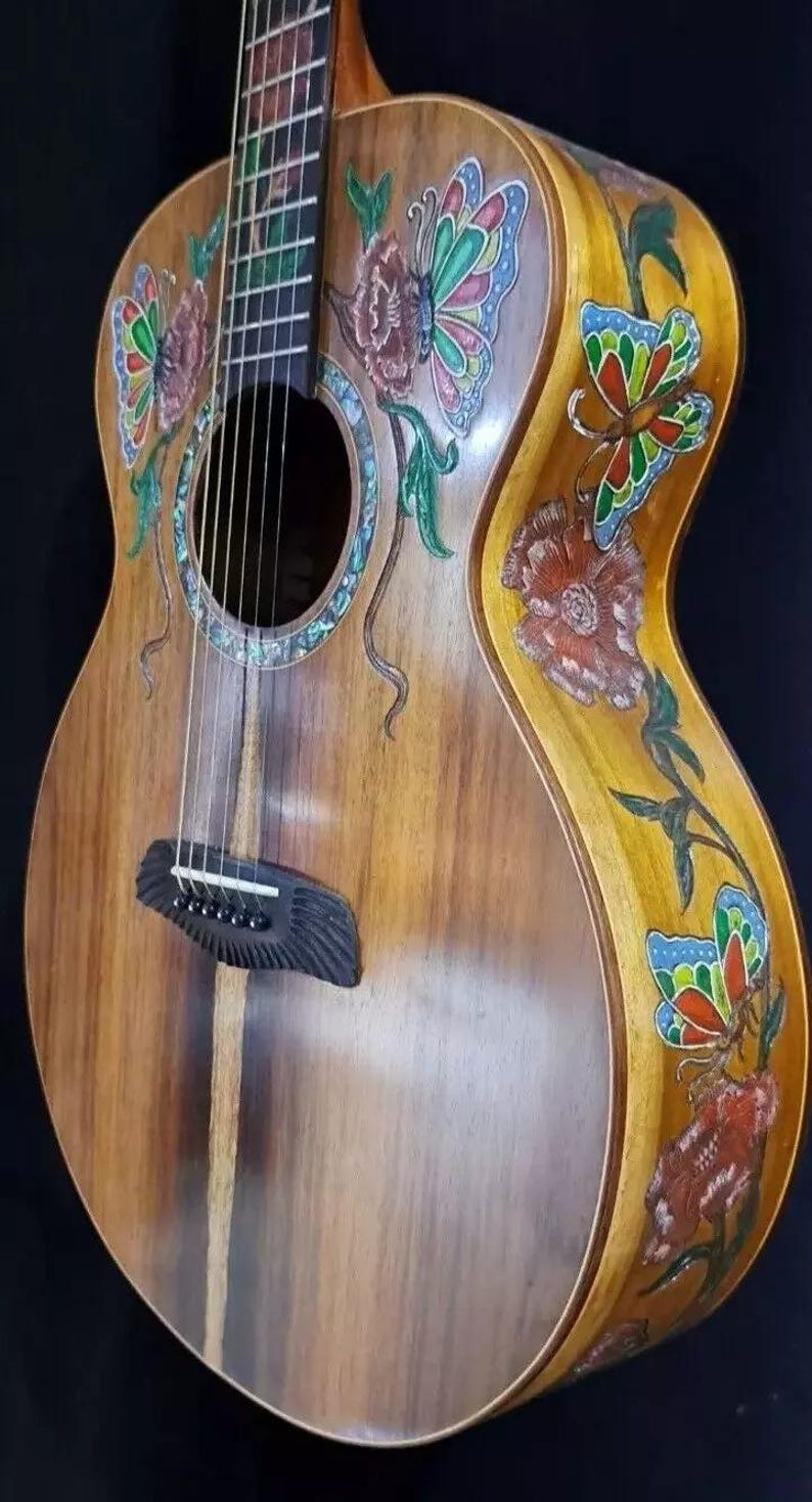 Blueberry Handmade Grand Concert Acoustic Guitar Butterfly Motif - Etsy