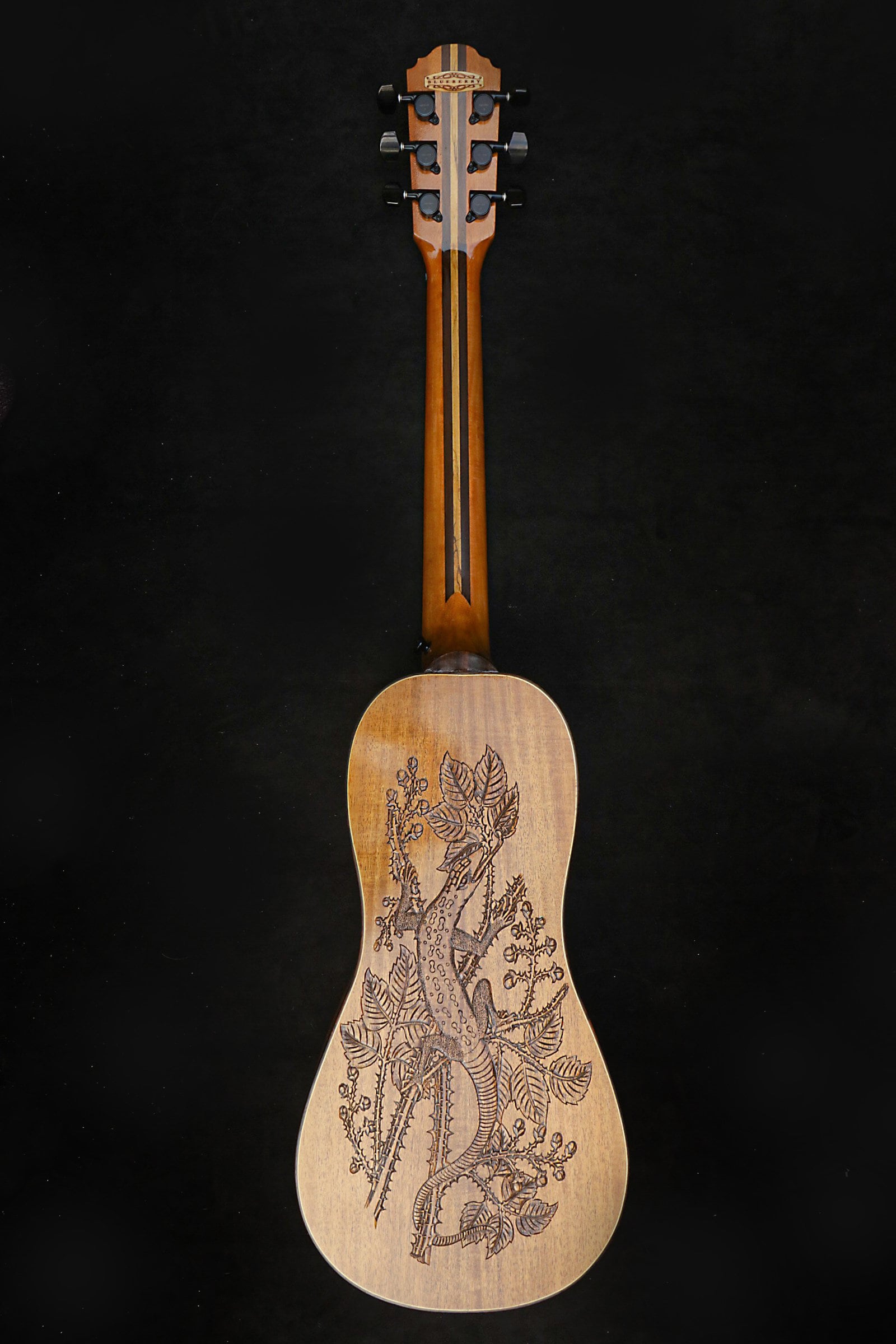 Blueberry Handmade Travel Guitar Gecko Motif With Alaskan Spruce ...