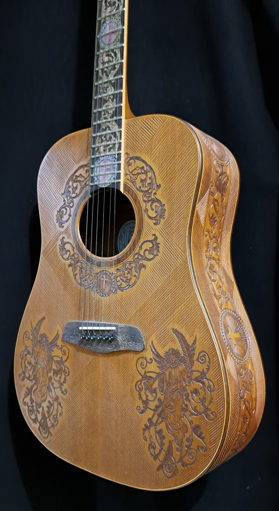 Blueberry Handmade Acoustic Guitar Dreadnought Faith Motif - Etsy
