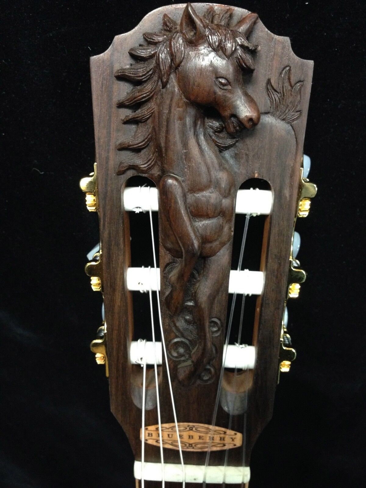 Blueberry Handmade Classical Guitar Nylon Strings Horses Motif - Built ...