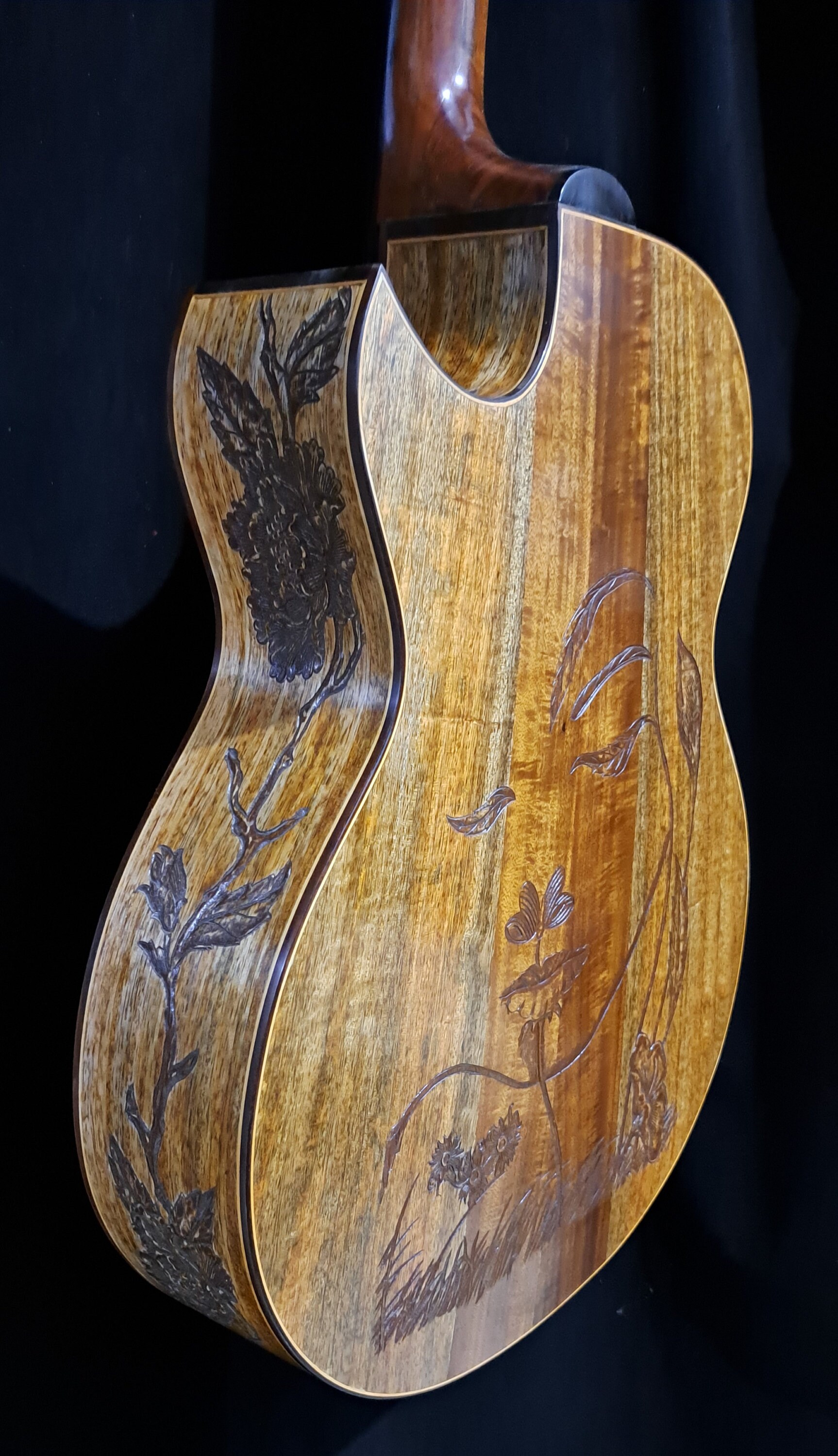 Blueberry Handmade Archtop Acoustic Guitar Butterfly Motif Grand ...