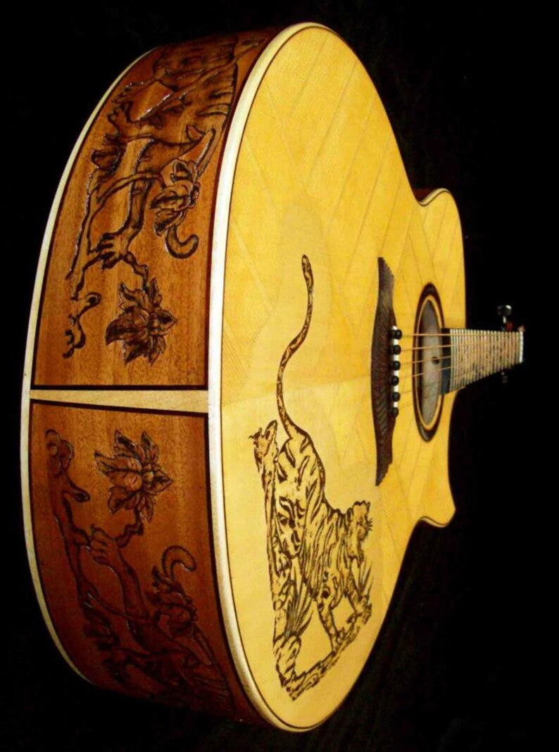 Blueberry Handmade Jumbo Guitar - Tiger Motif - Built to Order - Etsy