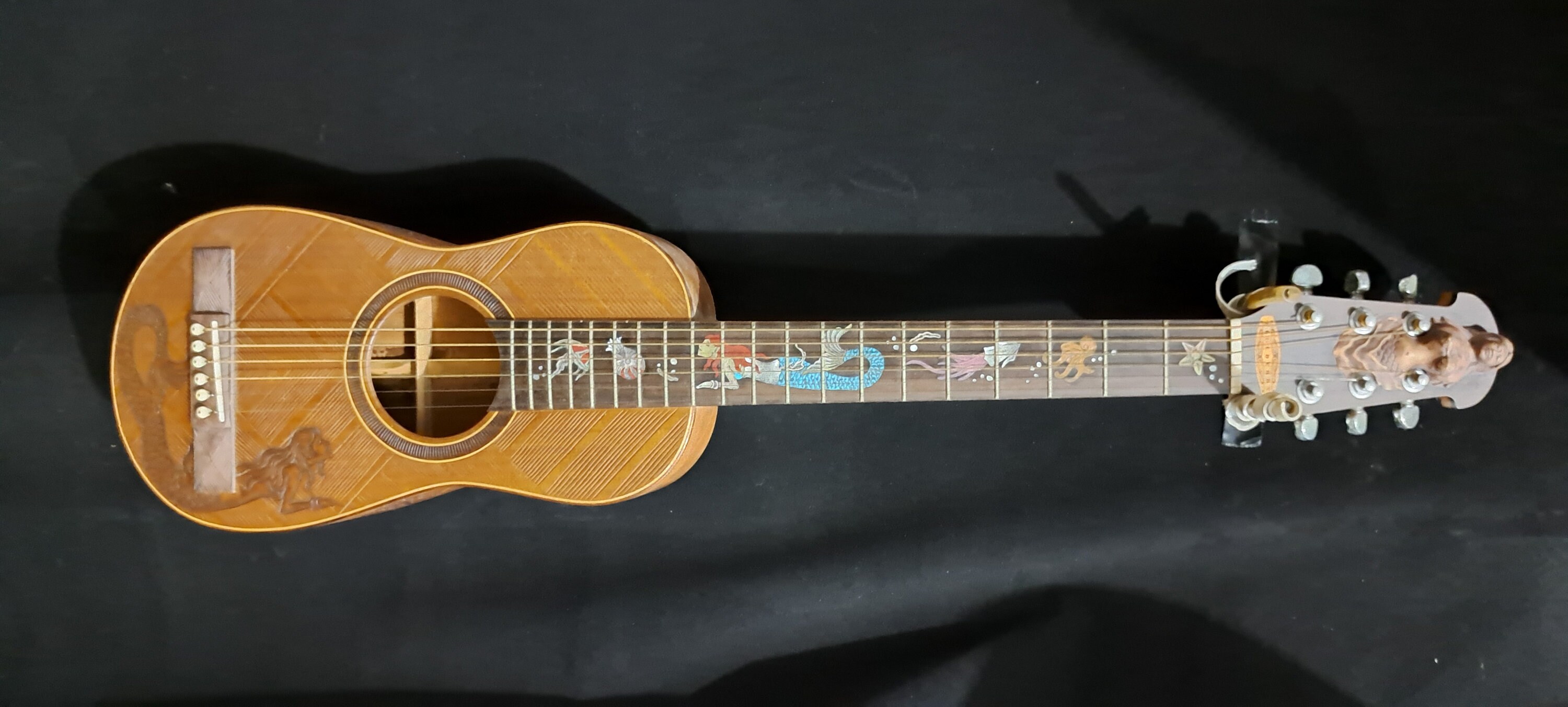 Blueberry Handmade Travel Guitar Mermaid Motif With Hard Case and ...