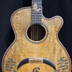 Blueberry Handmade Grand Concert Acoustic Guitar Native American Motif ...