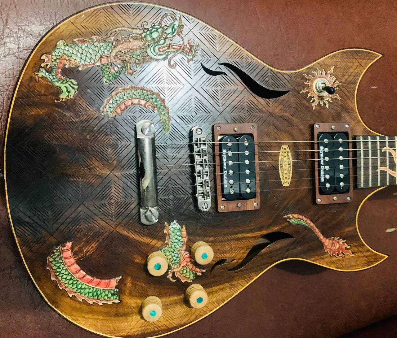 Blueberry Handmade Electric Guitar Dragon Motif - With Balinese ...