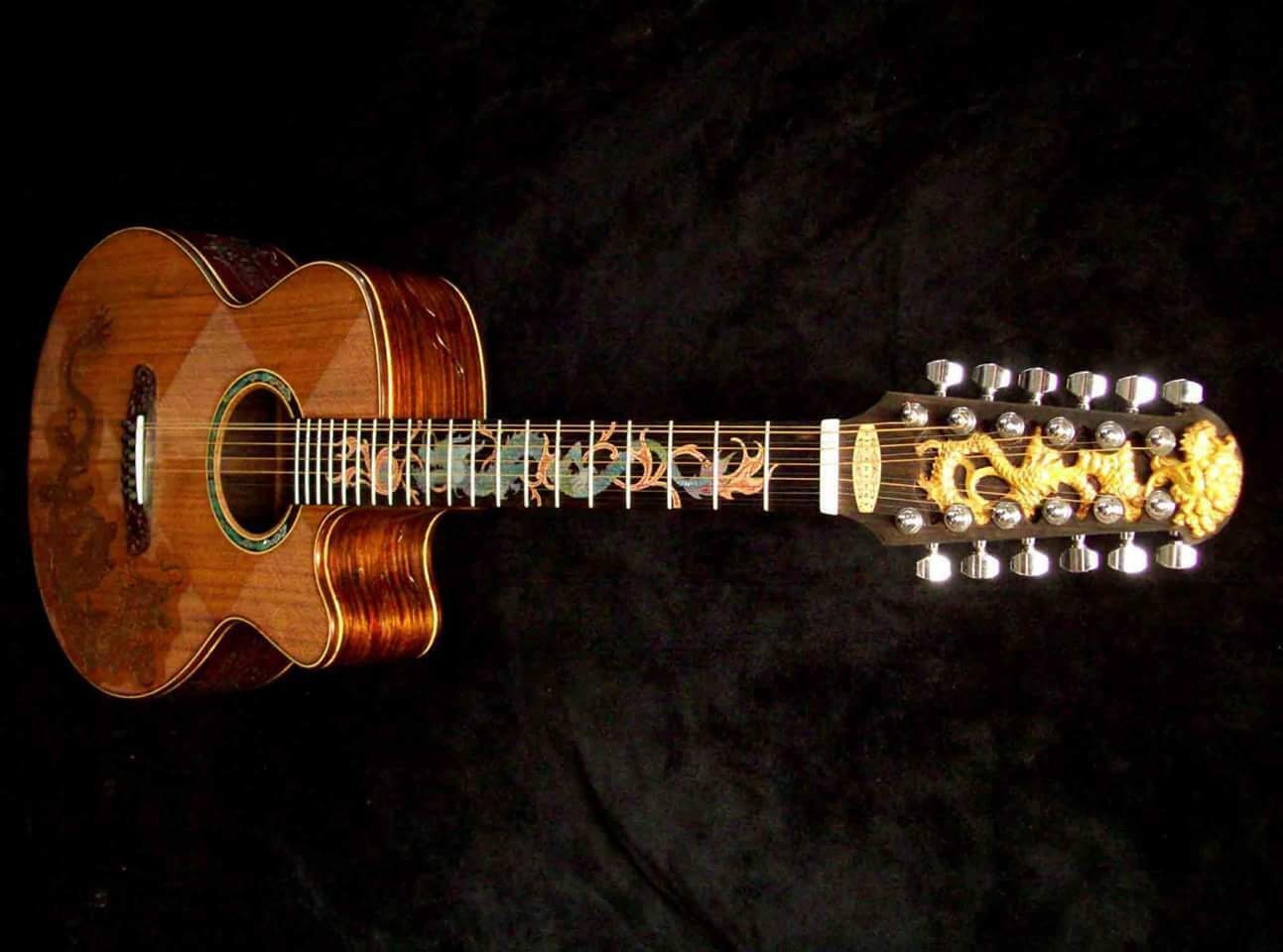Blueberry Handmade Grand Concert Twelve String Guitar Golden Dragon ...