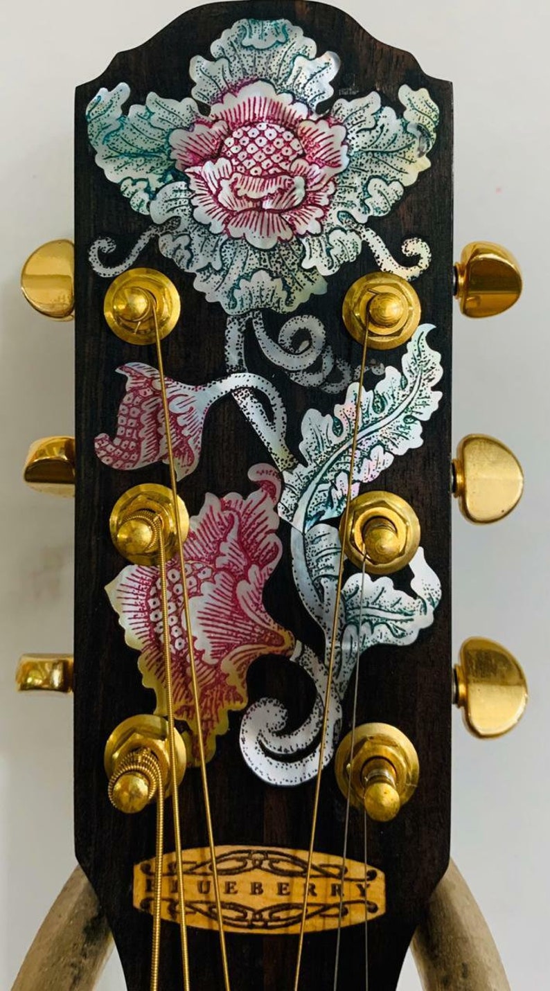 Handmade Acoustic Guitar: Floral Inlay, Paua Shell, Grand Concert - Etsy