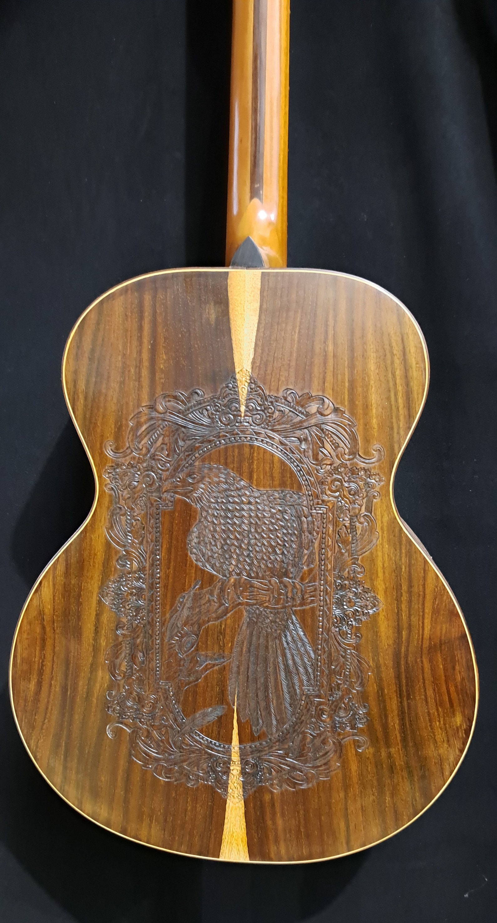 Blueberry Handmade Acoustic Guitar Grand Concert Bird Motif - in Stock ...
