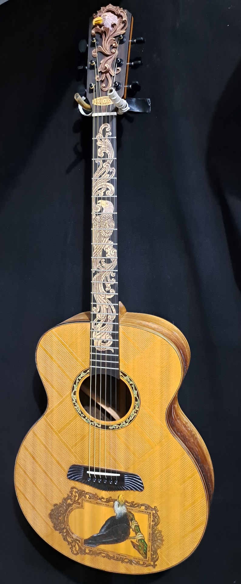 Blueberry Handmade Acoustic Guitar Grand Concert Bird Motif - in Stock ...