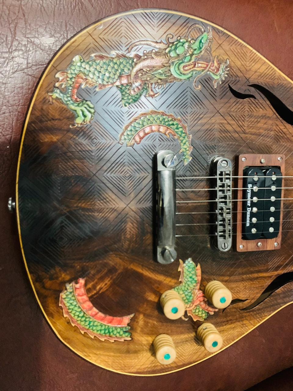 Blueberry Handmade Electric Guitar Dragon Motif - With Balinese ...