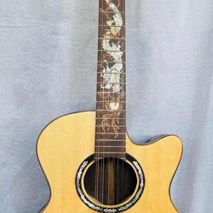Handmade 12-string Acoustic Guitar: Golden Dragon Inlay, Balinese ...