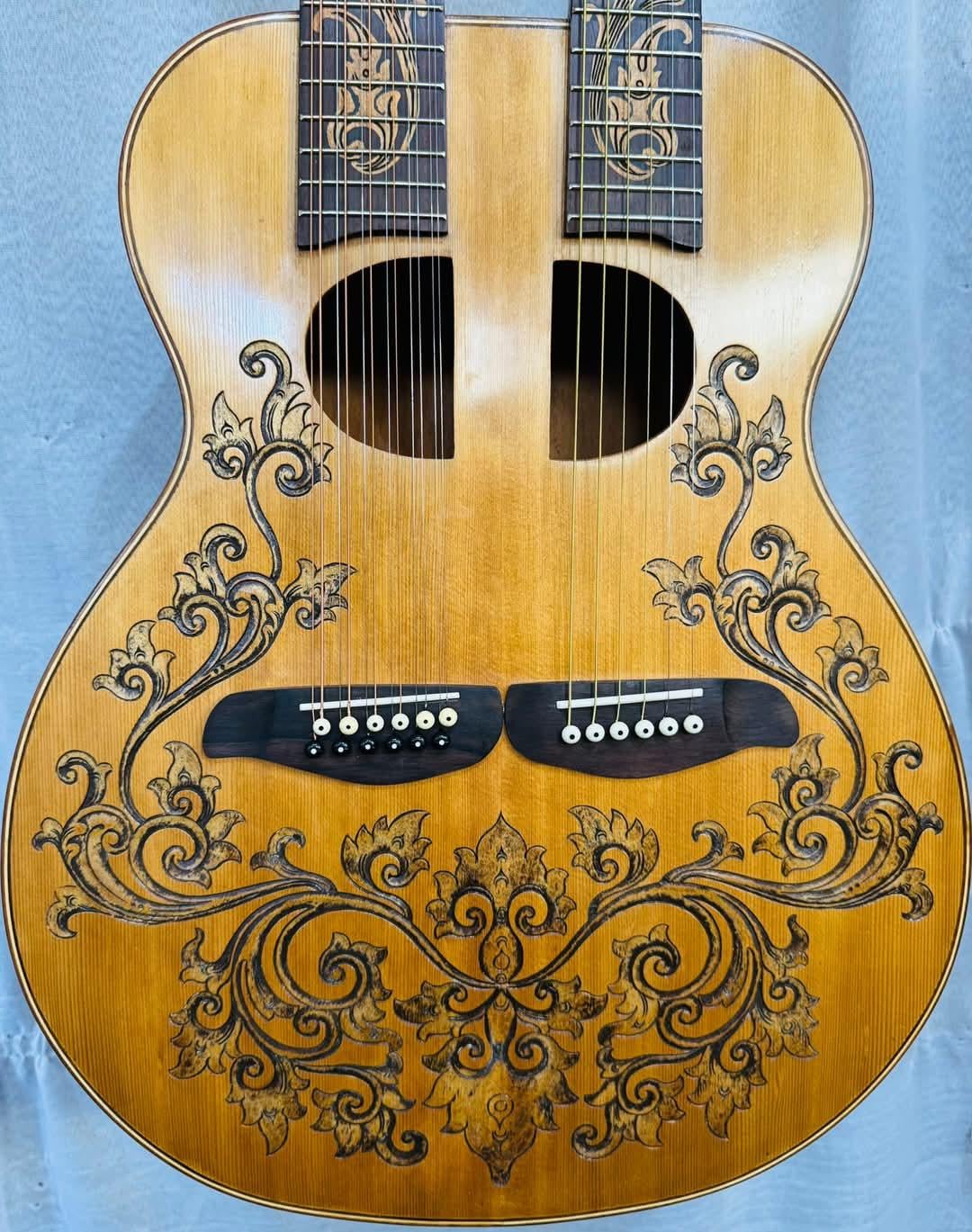 Double Neck Acoustic Guitar Handmade by Blueberry, 12 String and 6 ...