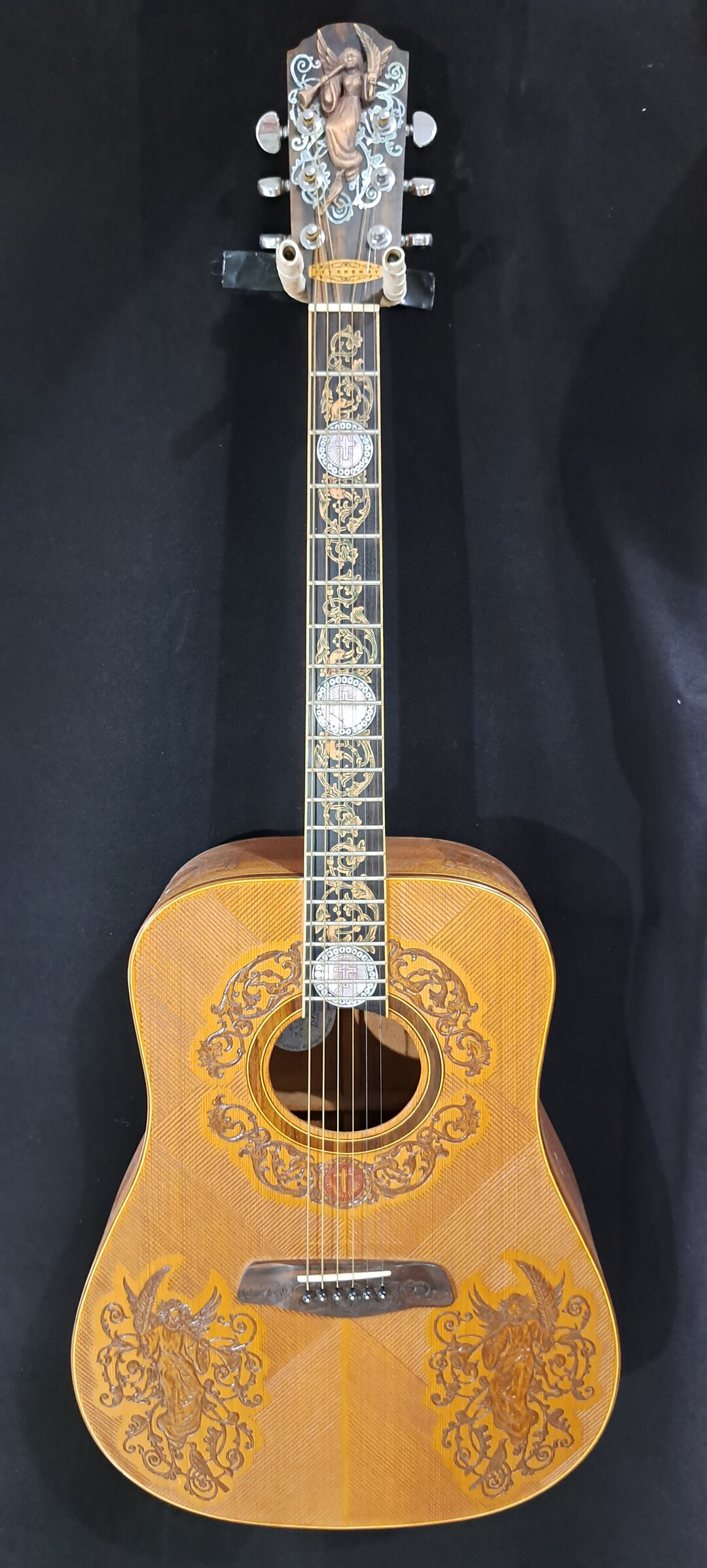 Blueberry NEW IN STOCK Handmade Acoustic Guitar Dreadnought Faith Motif ...