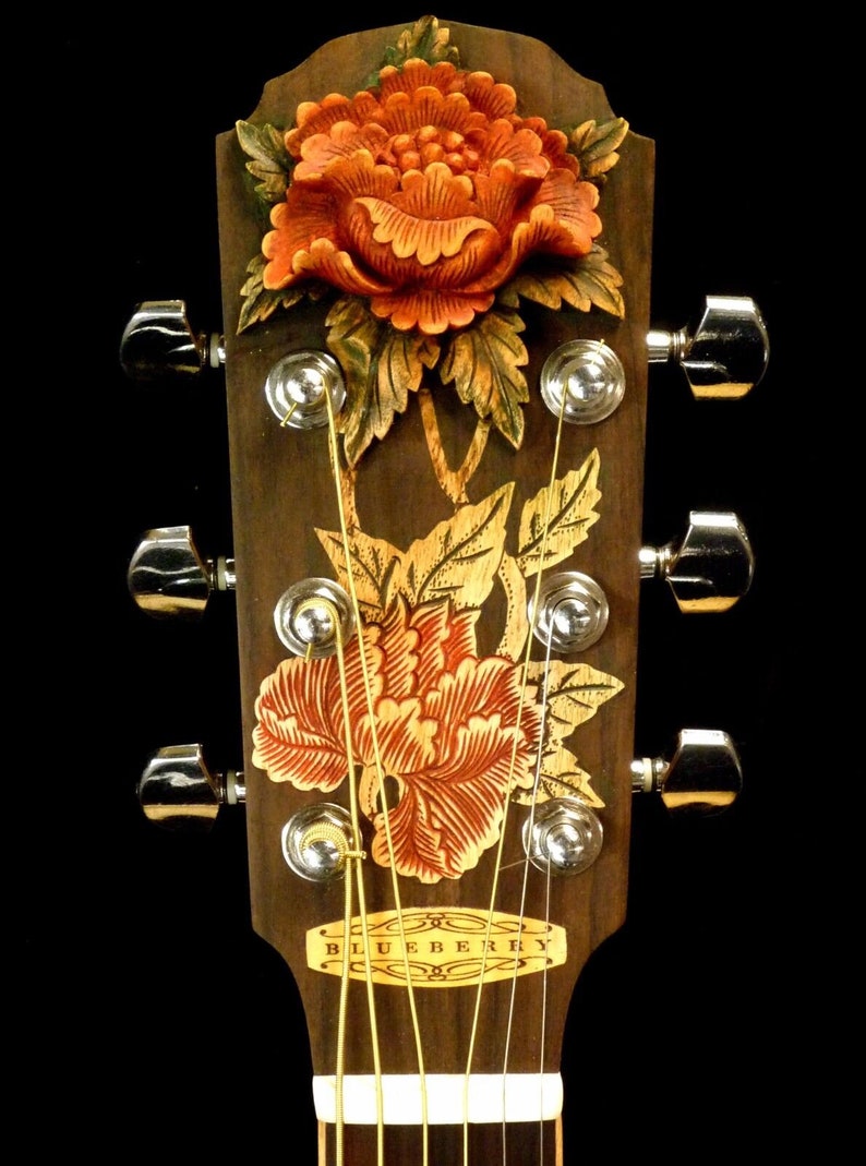 Handmade Floral Acoustic Guitar: Balinese Rosewood & Koa - Etsy