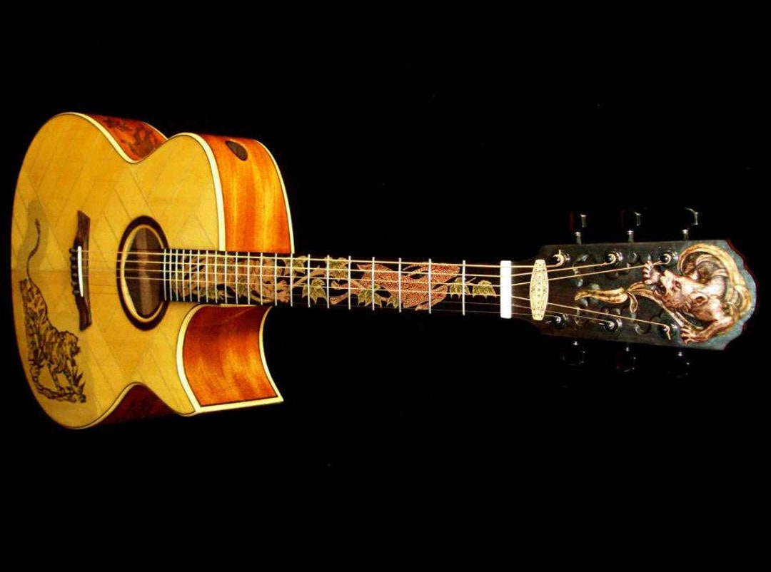 Blueberry Handmade Jumbo Guitar - Tiger Motif - Built to Order - Etsy