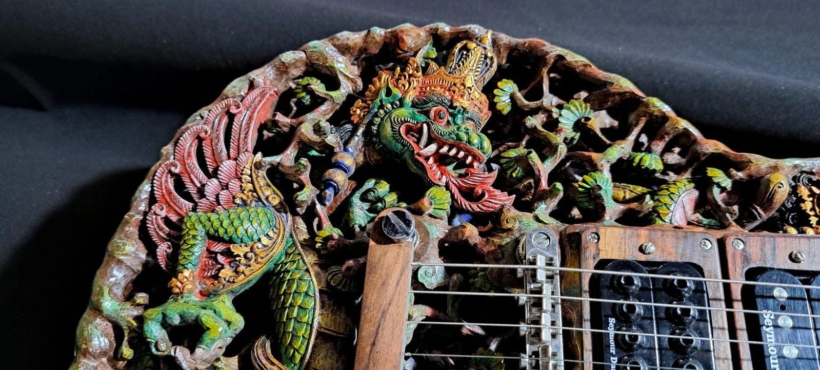 Handmade Floral Electric Guitar: Custom Dragon Motif, Rosewood ...