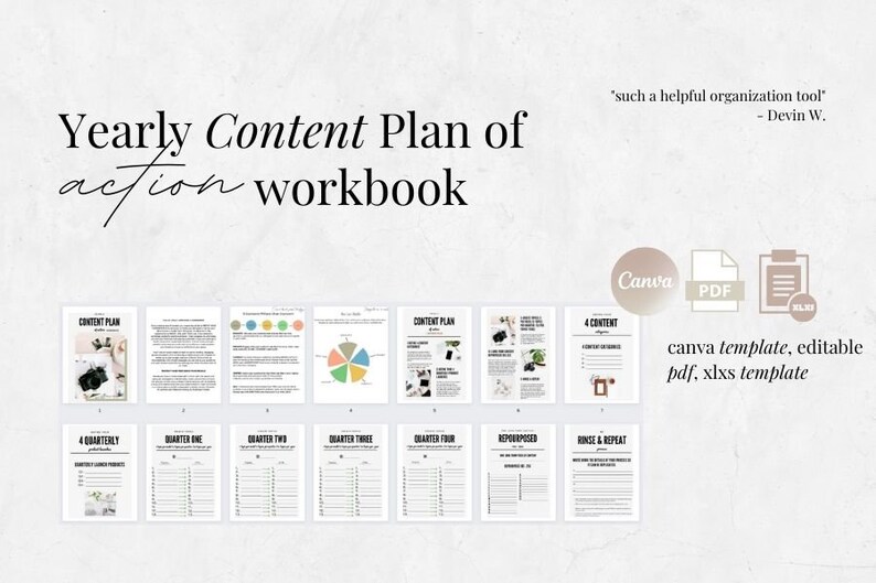 Yearly Content Plan of Action Canva Templates Social Media Content ...