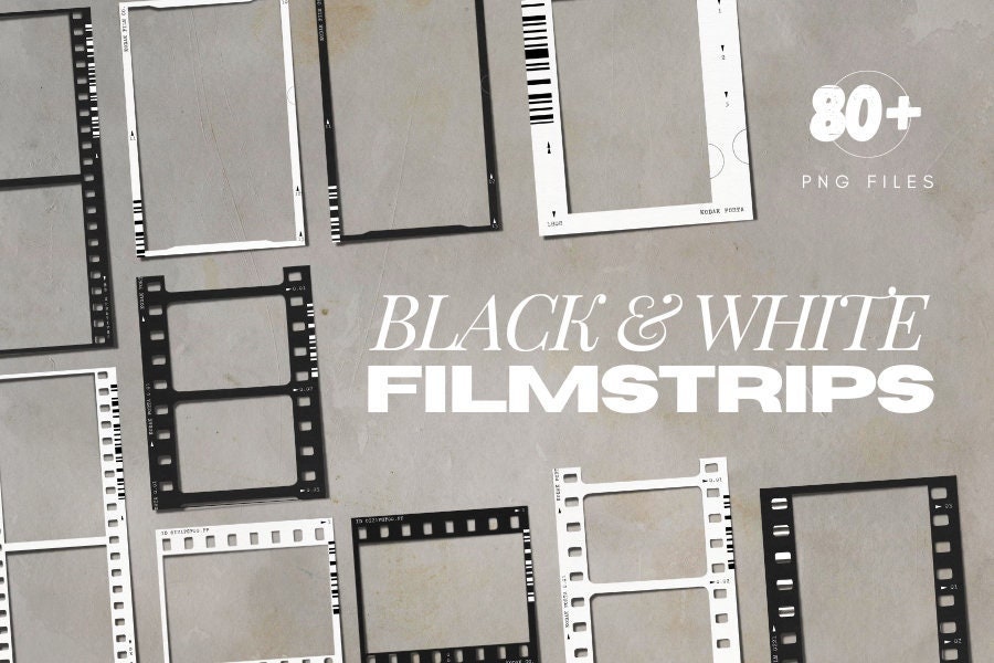 Film Frame Bundle | Black & White Filmstrips | Instant Film | Negative Border | Kodak Borders ...