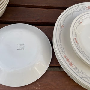 Corelle Rose Pattern Dinnerware 23 Piece Dish Set Vintage 1980s 1990s ...