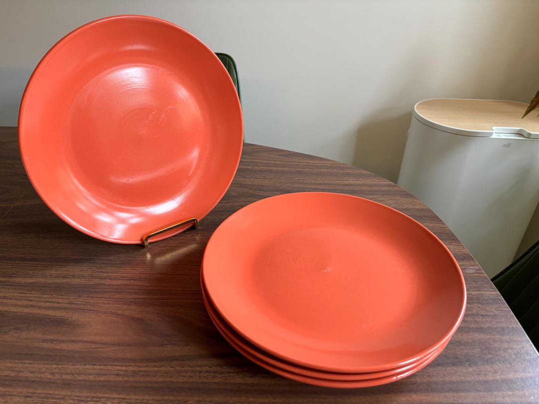 Royal Norfolk Vintage Dark Orange Plates Set of Four Vintage Retro MCM ...