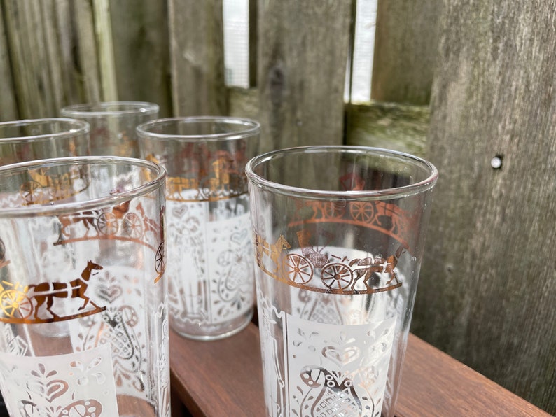 Anchor Hocking Amish Butter Print Drinking Glasses Vintage 1960s Mid ...