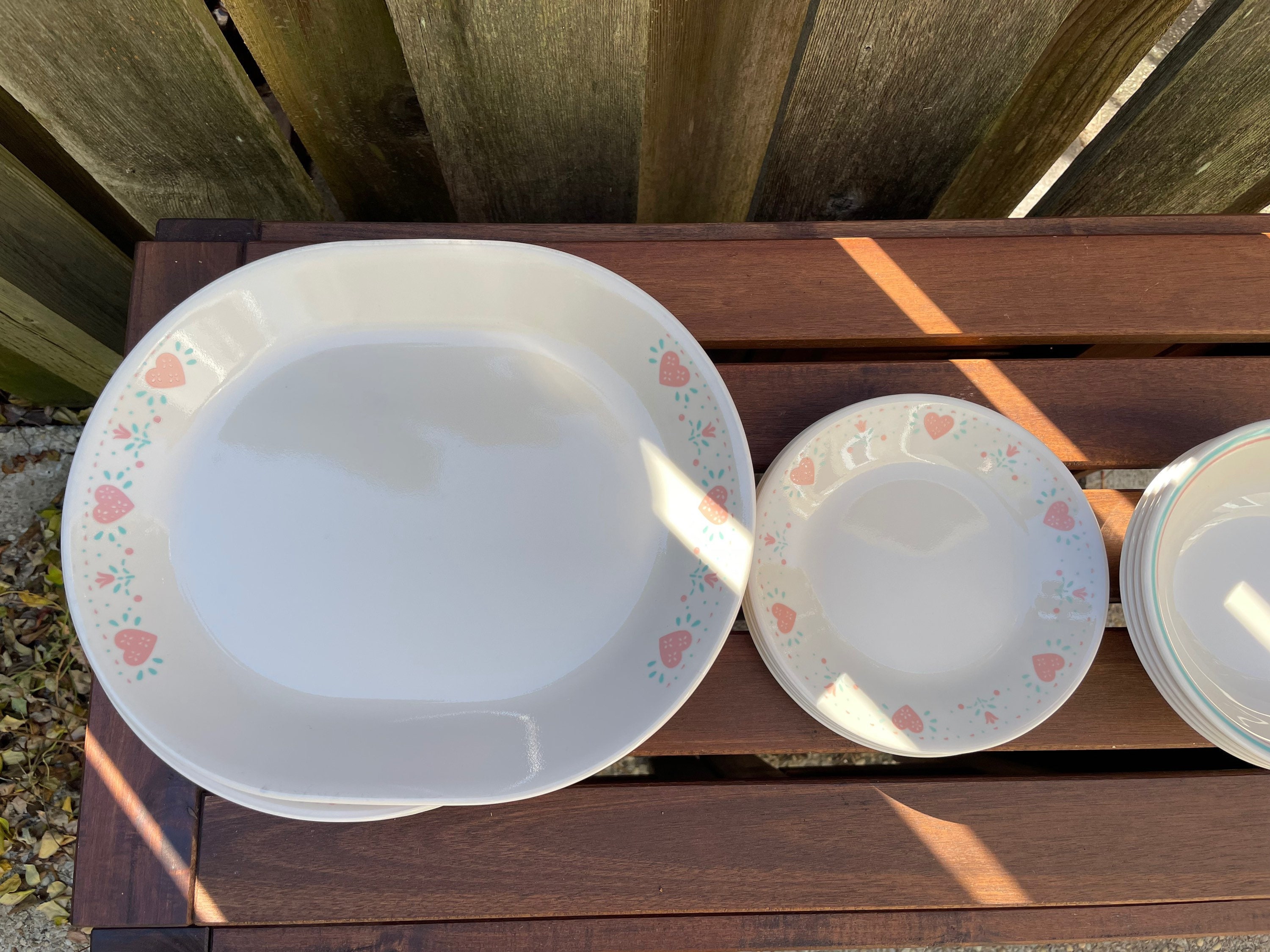 Corelle Forever Yours Pink and Green Heart Pattern Vintage 1980’s 1990 ...