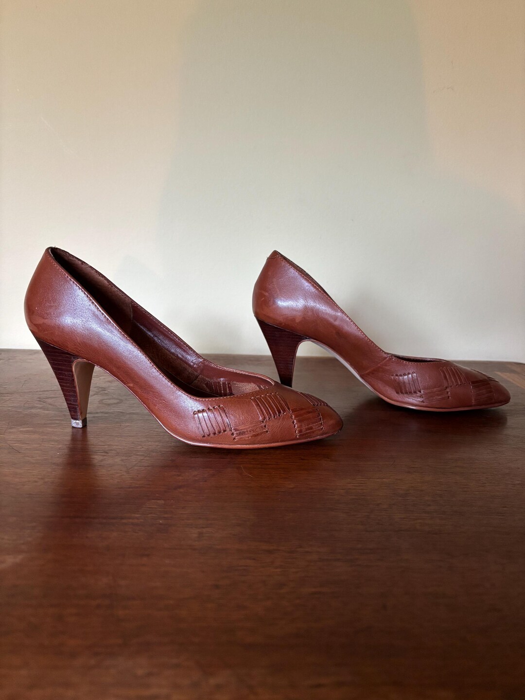 Vintage Brown Leather Pumps Made in Brazil Best Fit 6.5 or 7 - Etsy