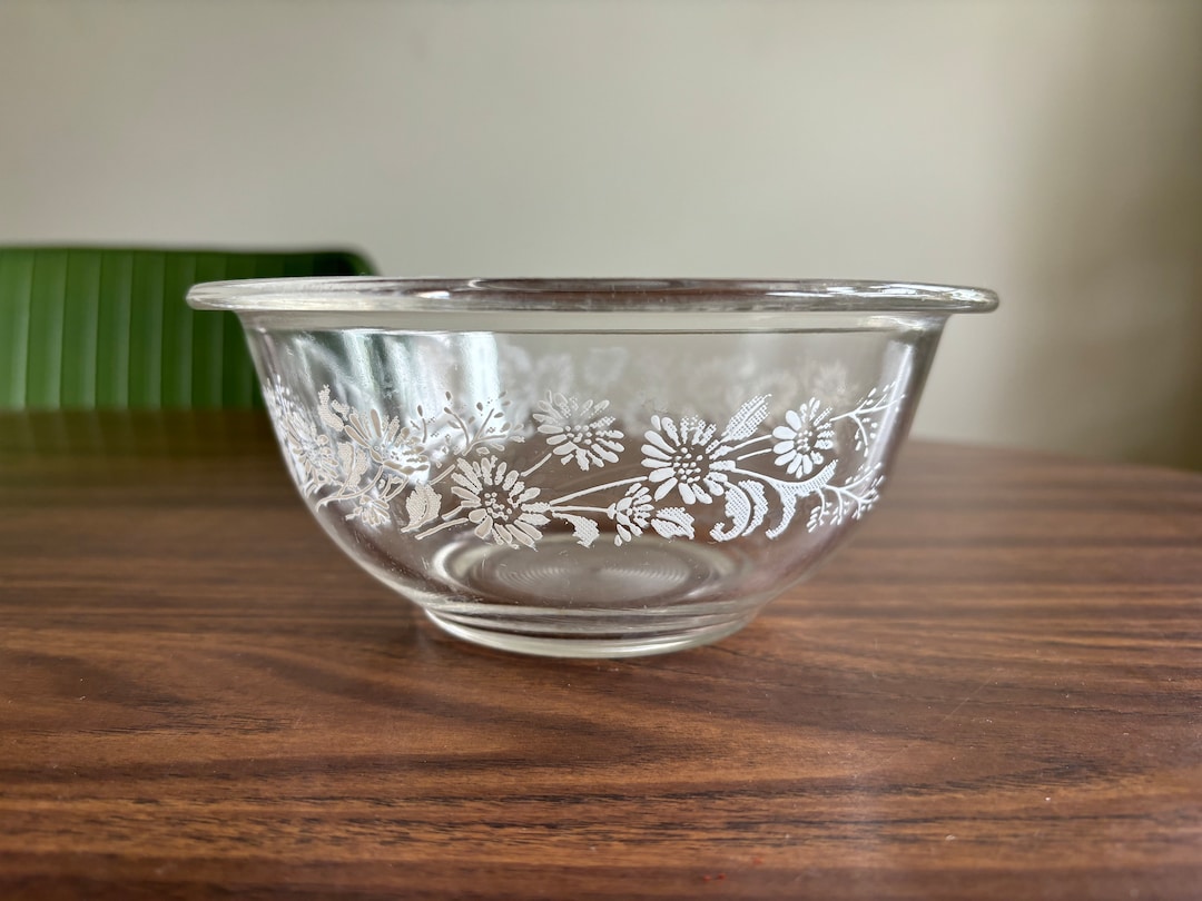 Pyrex 322 Colonial Mist Clear Glass Mixing Bowl Vintage 1980s White ...