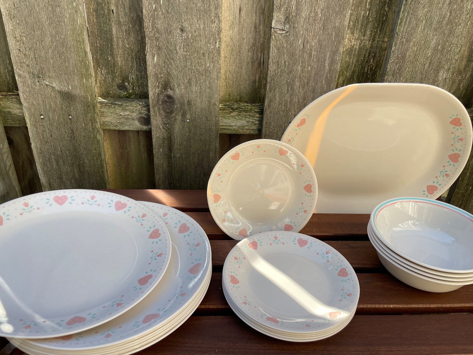 Corelle Forever Yours Pink and Green Heart Pattern Vintage 1980’s 1990 ...