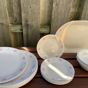 Corelle Forever Yours Pink and Green Heart Pattern Vintage 1980’s 1990 ...