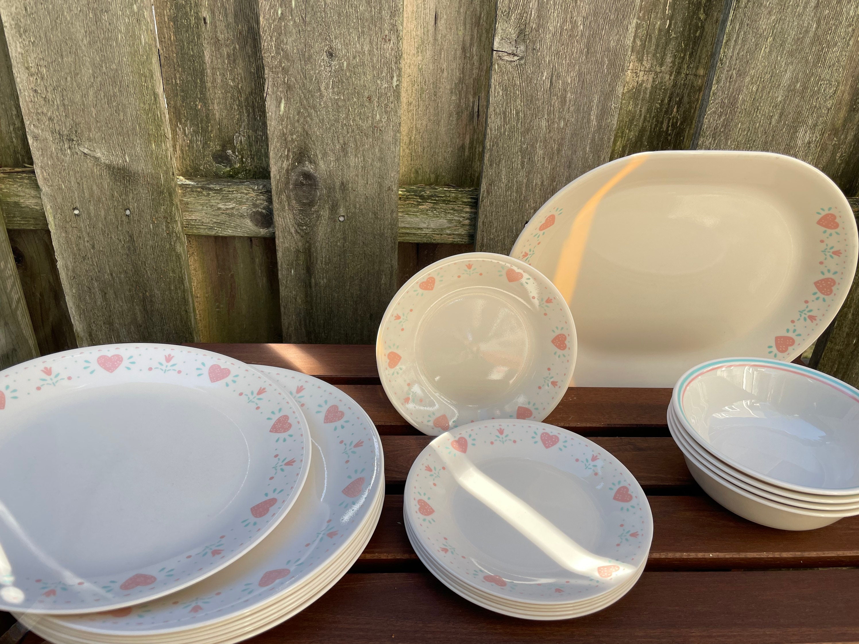 Corelle Forever Yours Pink and Green Heart Pattern Vintage 1980’s 1990 ...