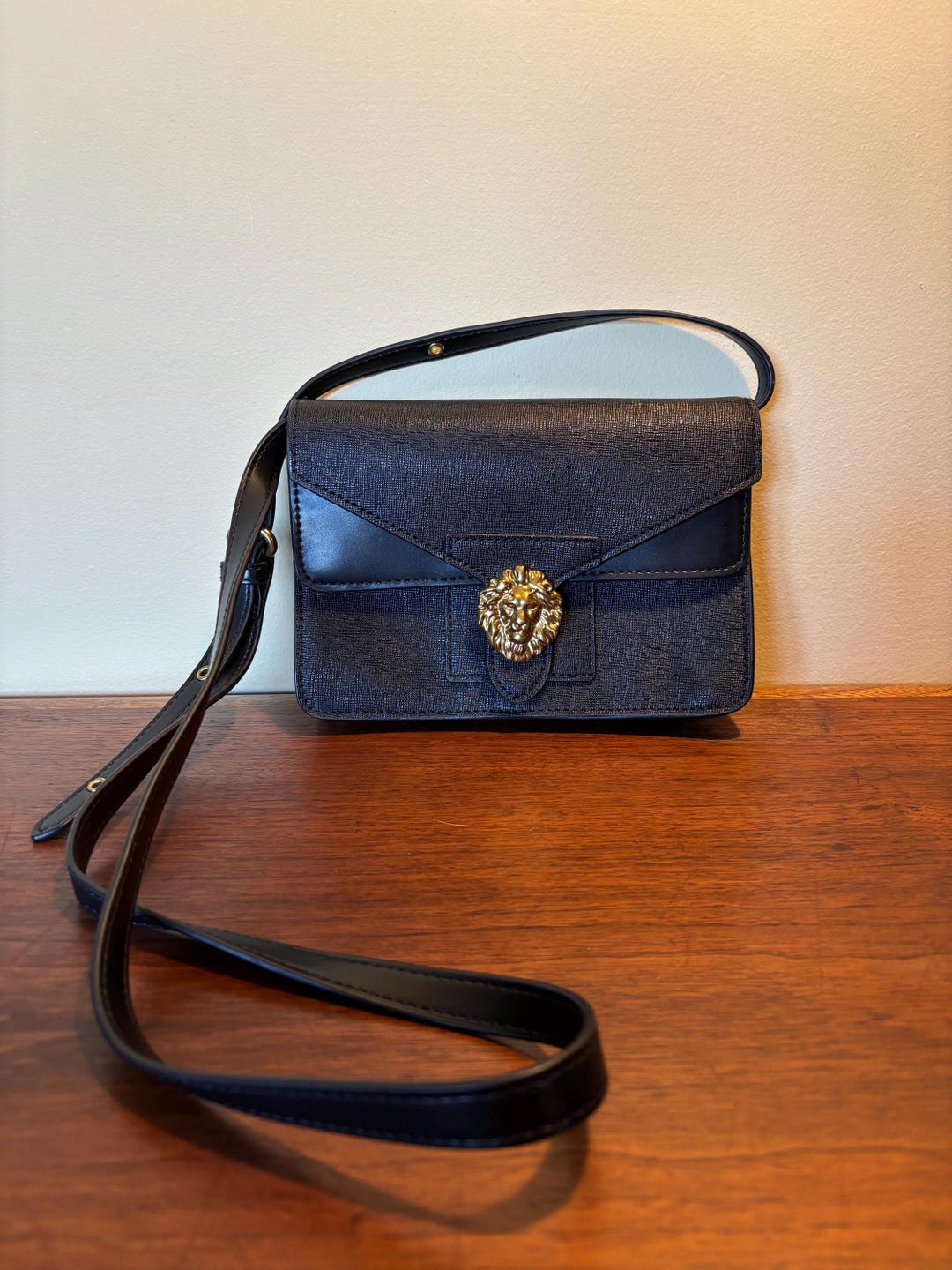 Vintage 1990s Anne Klein Black Leather Shoulder Bag Crossbody Purse ...