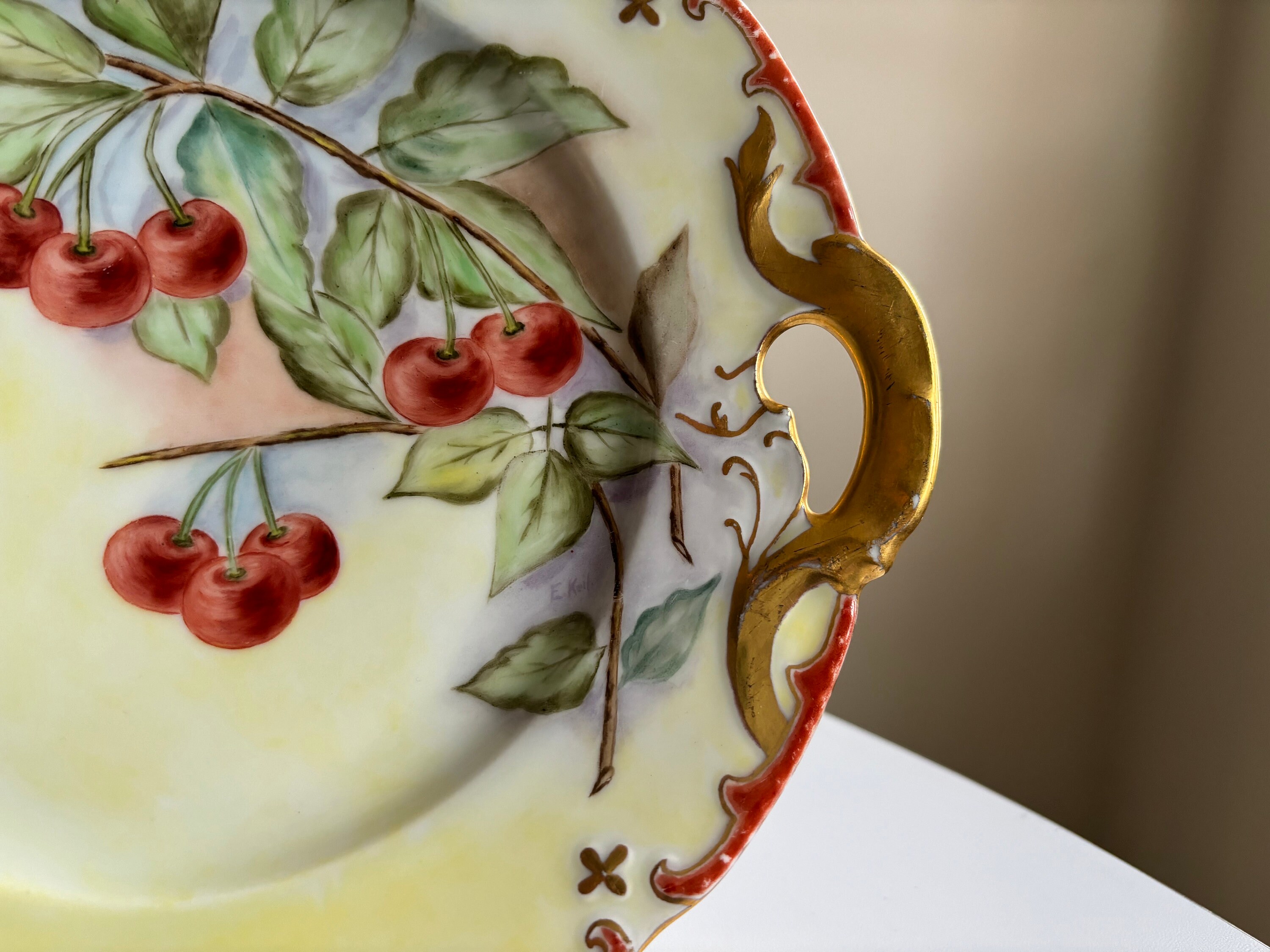 Antique Limoges Basset Austria Plate Cherry Tree Gold and Red - Etsy