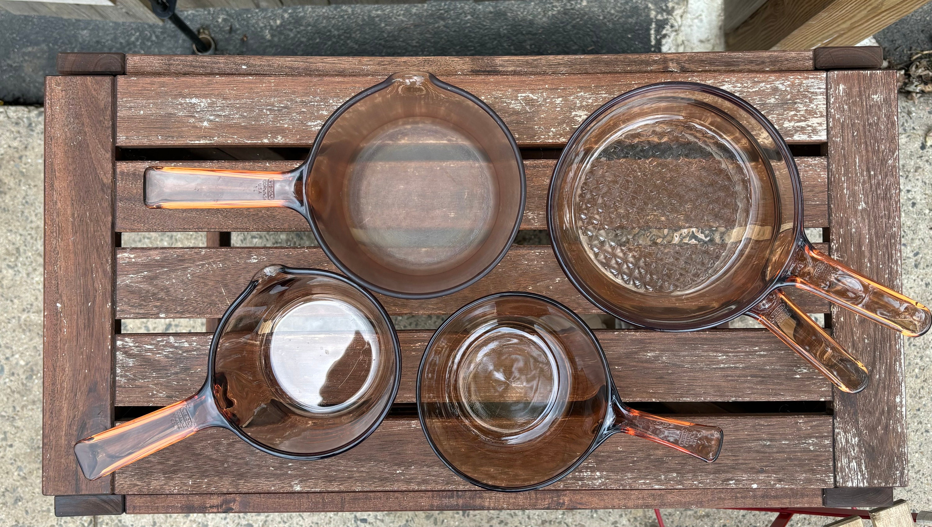Pyrex Brown Amber Glass Glass Vintage Skillet and Sauce Pot Retro 1970s ...