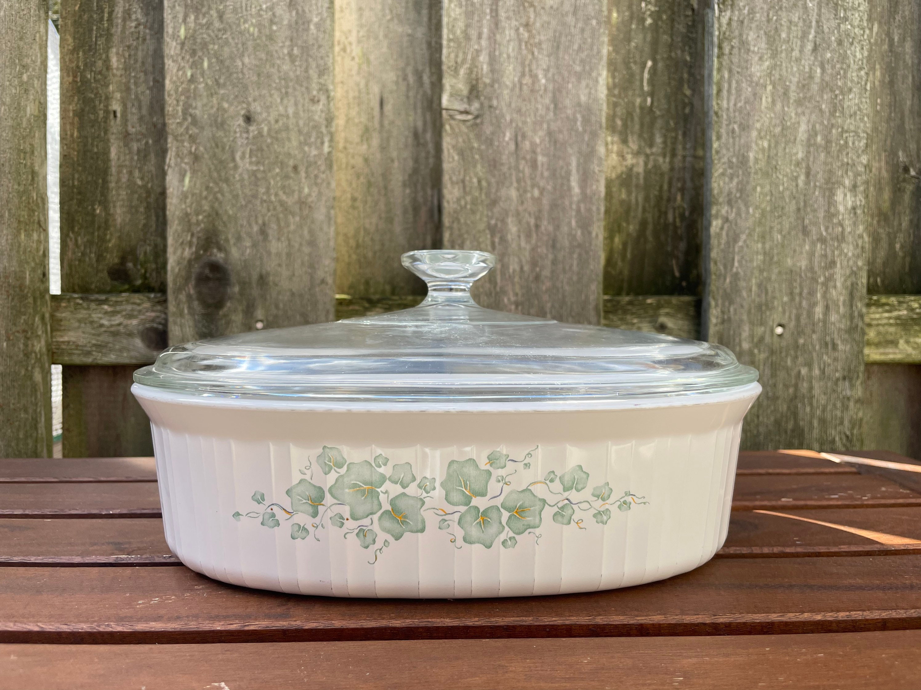 Corning Ware F-2-B Ivy Oval Casserole Dish With Pyrex Lid Vintage 1990s ...