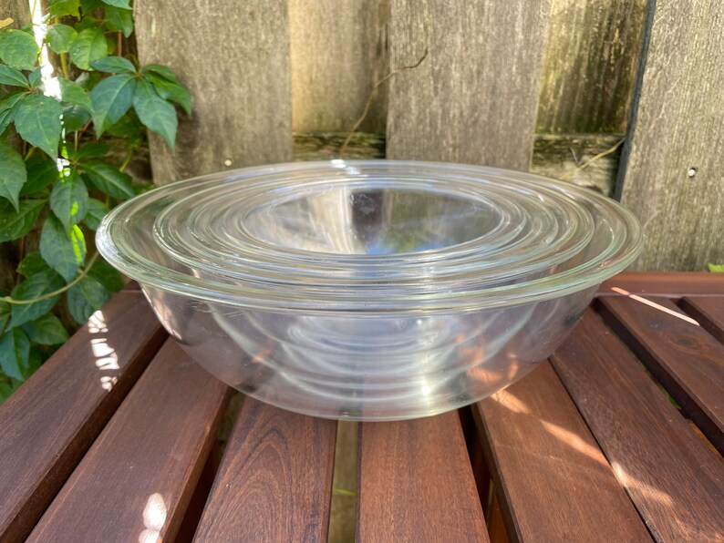 Pyrex Clear Glass Mixing Bowls Set of Four Vintage Glass Retro - Etsy