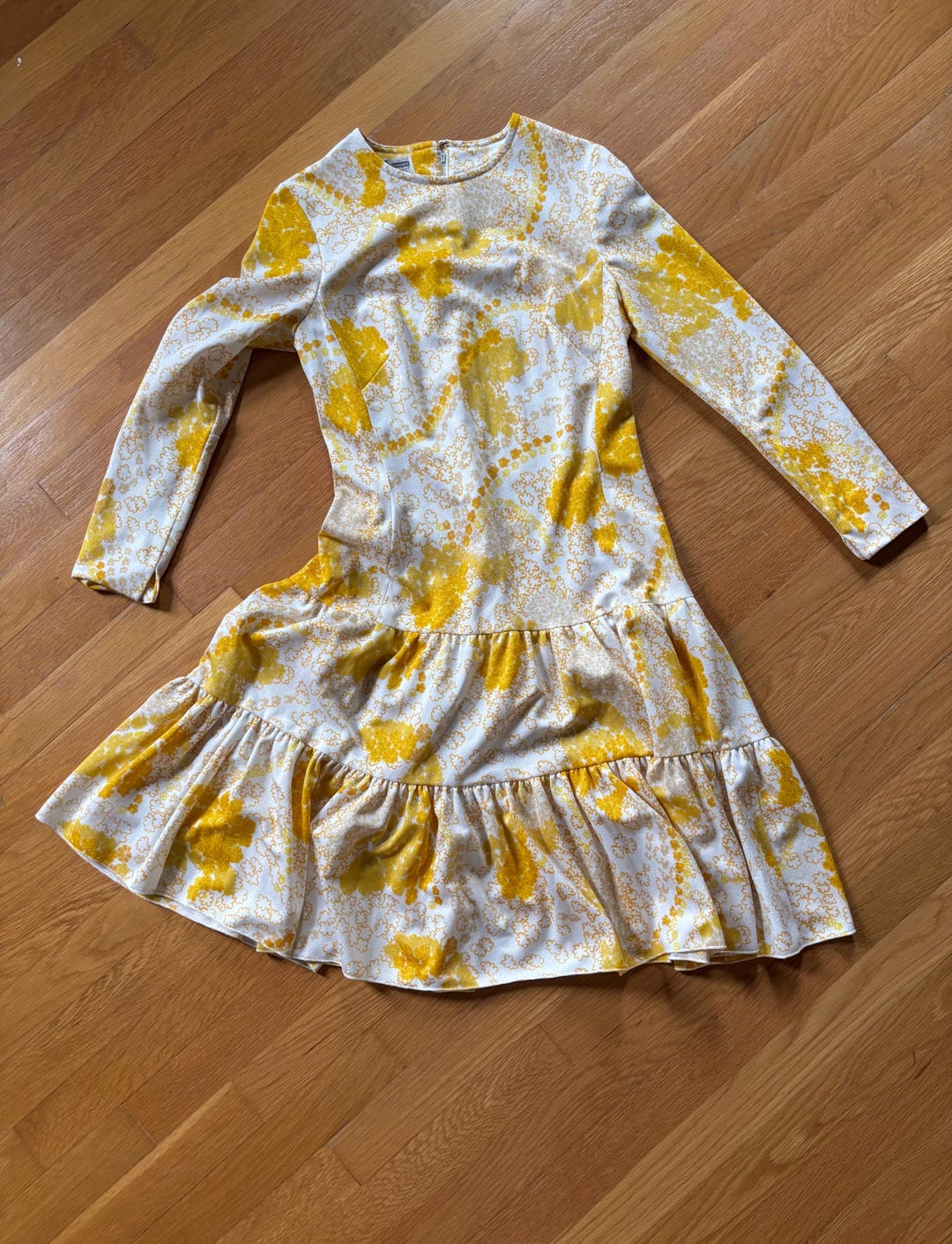 Vintage 1960s-1970s Edith Flagg California Yellow Flower Power Long ...