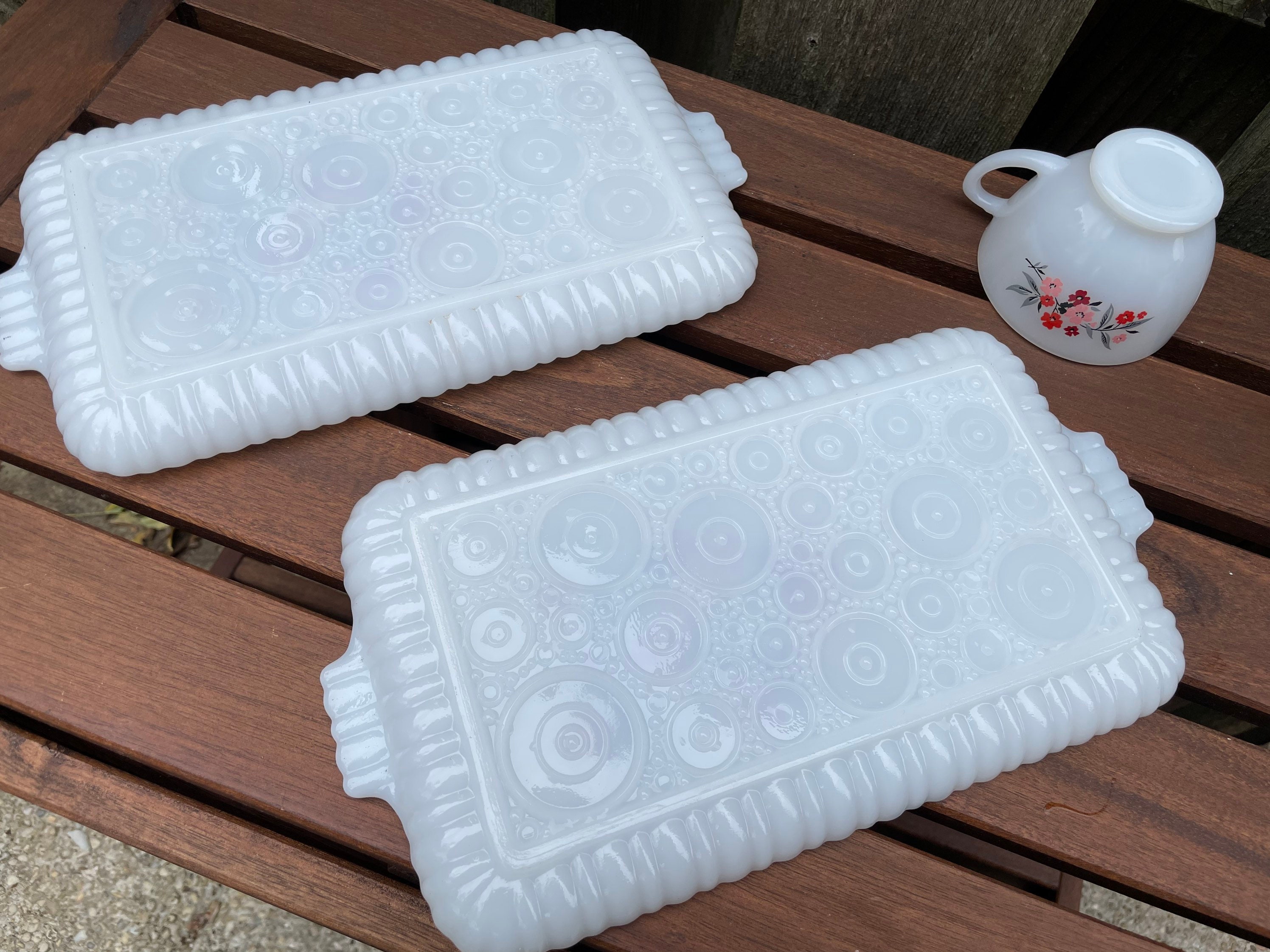 Fire King Primrose Vintage 1960s Milk Glass Pink and Red - Etsy