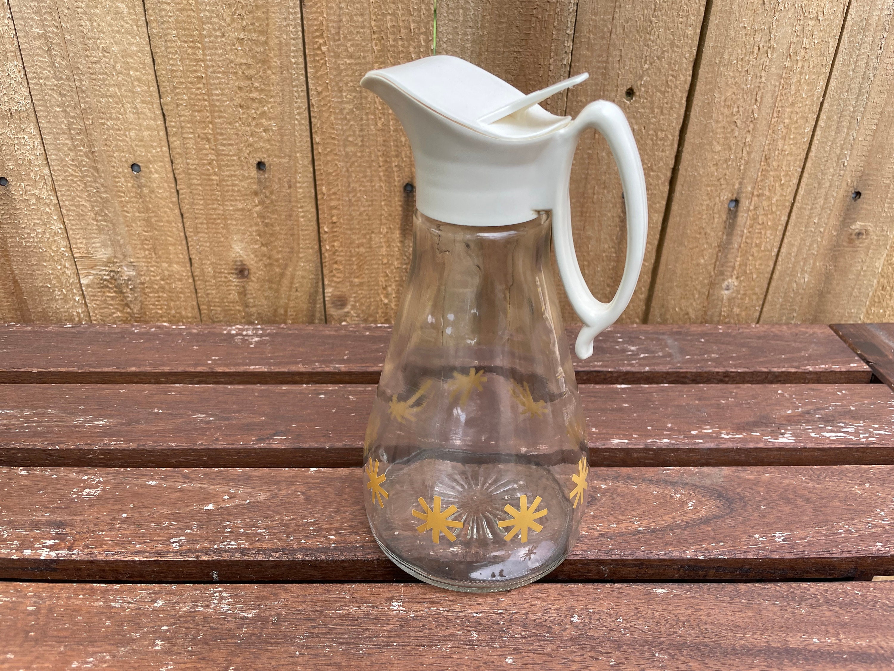 Log Cabin MCM Maple Syrup Dispenser Mustard Atomic Print Vintage 1970s ...