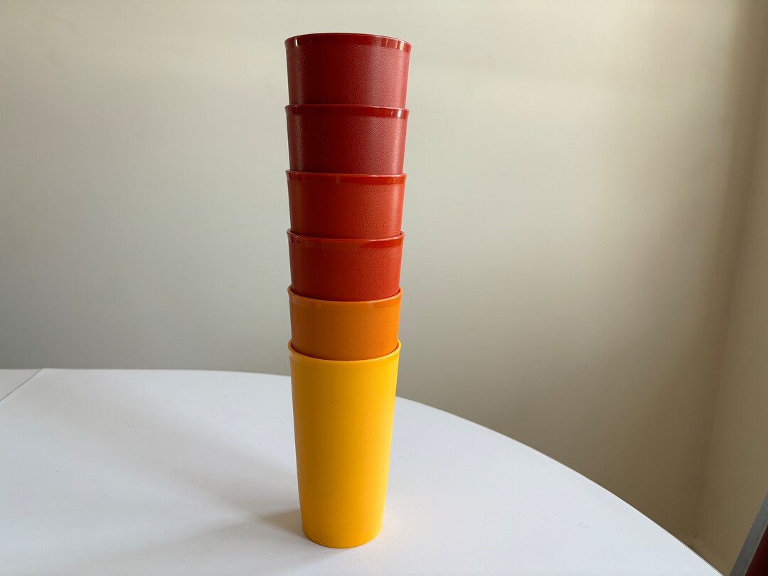 Tupperware Vintage Retro 1970s Drinking Cups in Brick Red Orange and ...