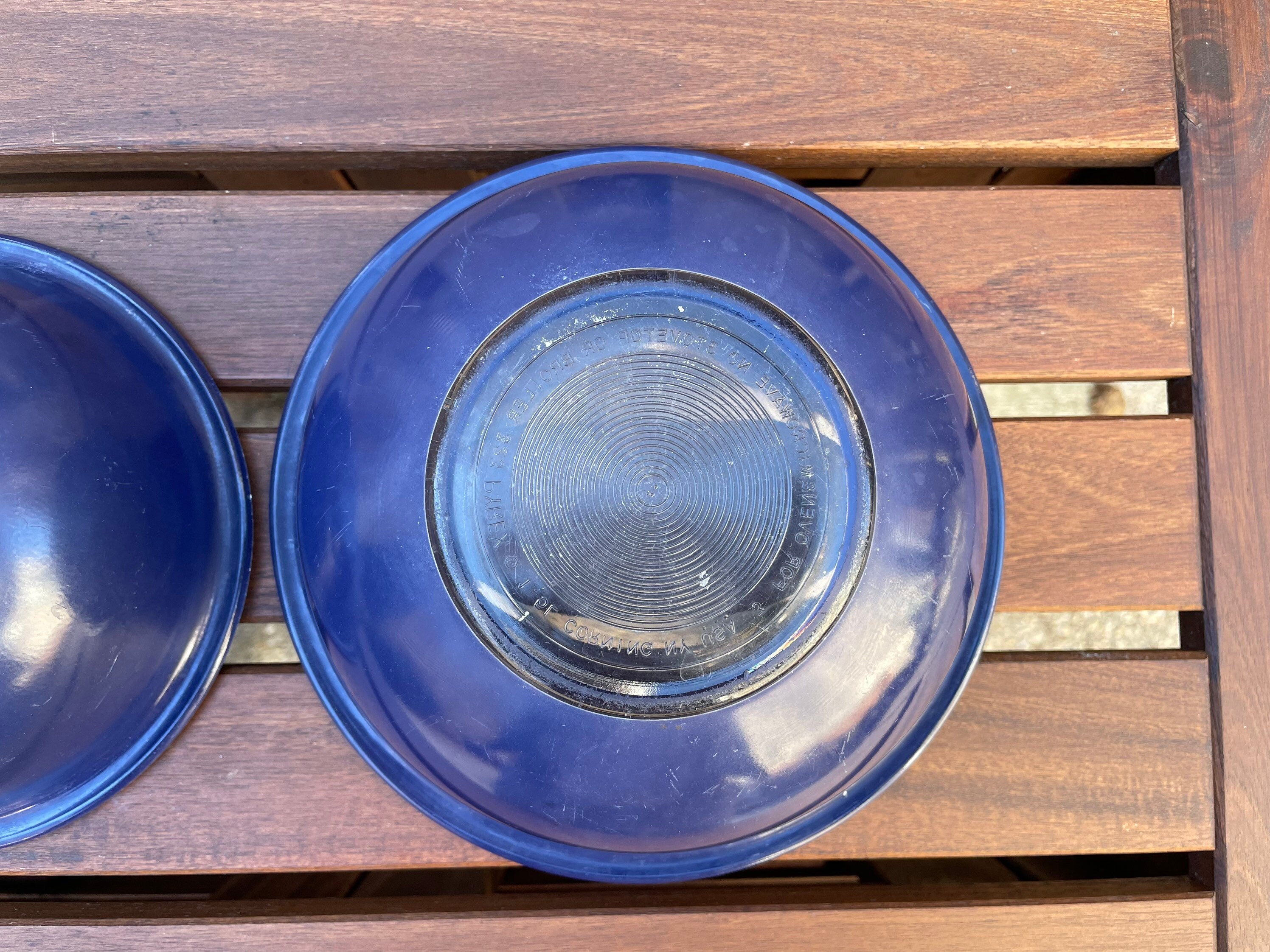 Pyrex Glass Dark Blue Mixing Bowl Set of 2 Vintage 1980s 1990s 322 323 ...