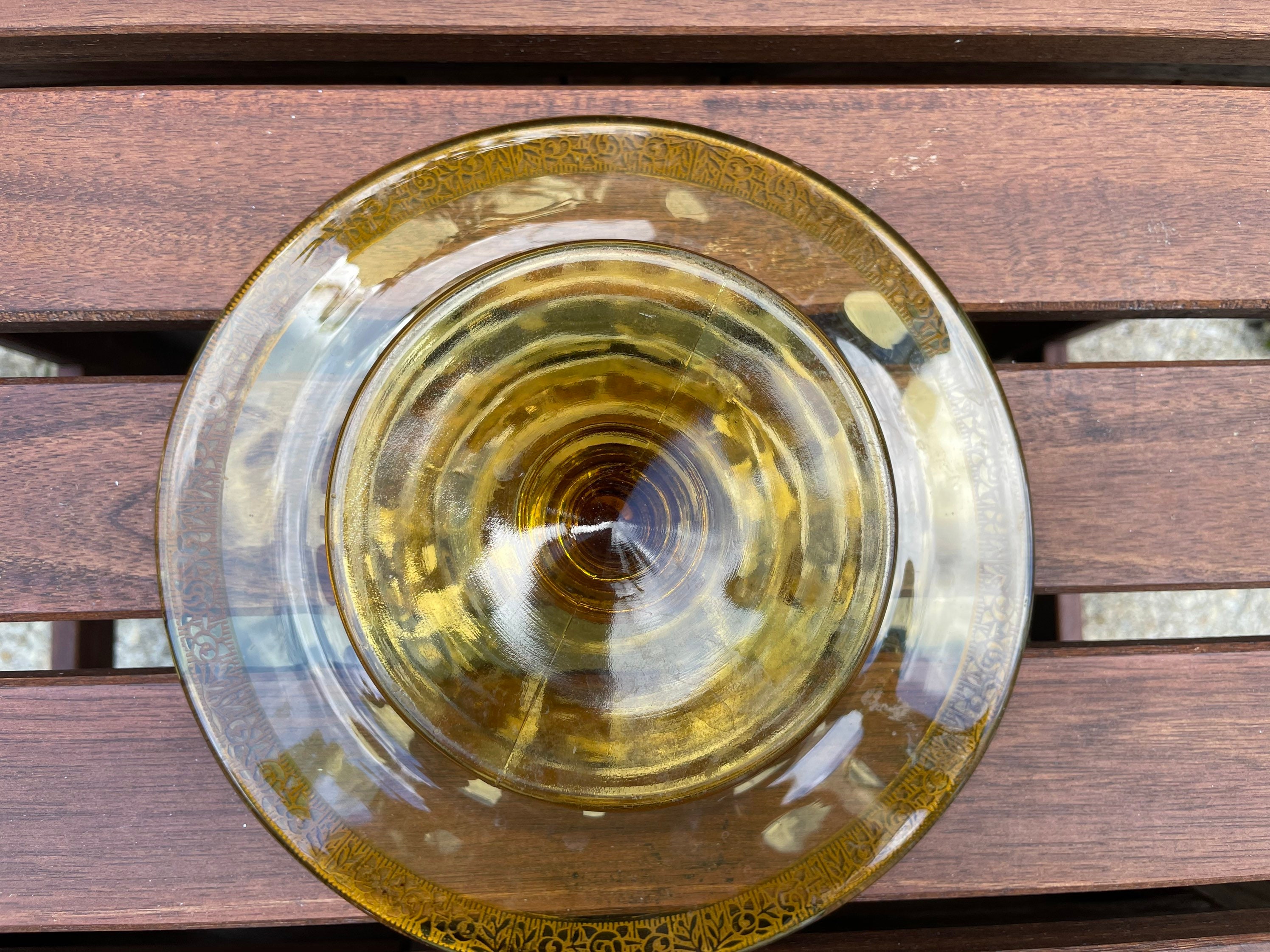 Mid Century Modern Amber Glass Vintage Dessert or Appetizer Serving ...