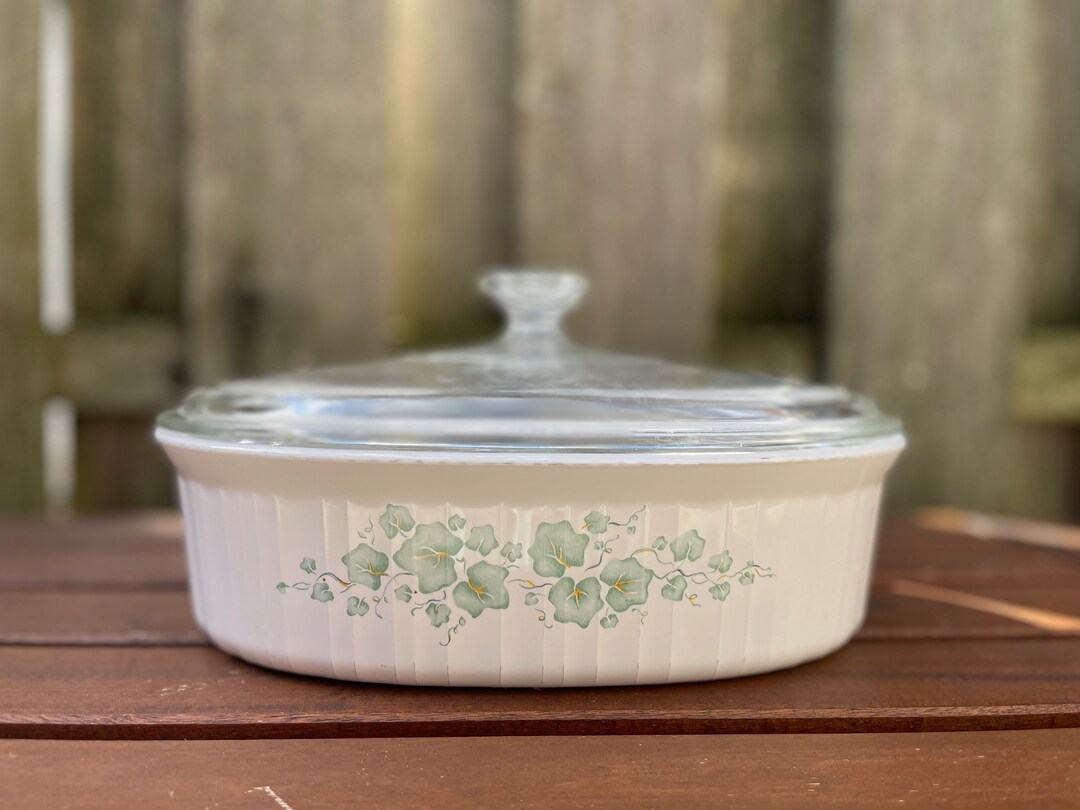 Corning Ware F-2-B Ivy Oval Casserole Dish With Pyrex Lid Vintage 1990s ...