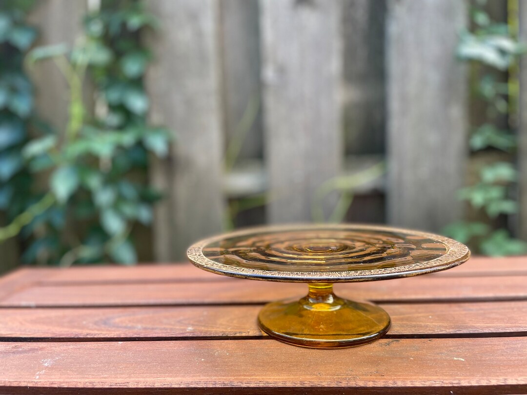 Mid Century Modern Amber Glass Vintage Dessert or Appetizer Serving ...